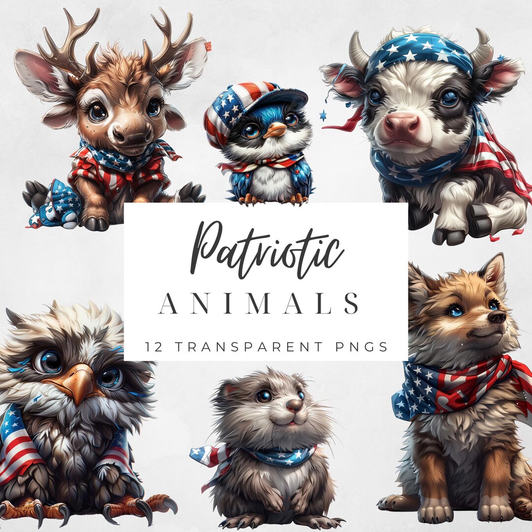 12 Patriotic Cute Animals | 4th of July | Independence Day | Patriotic ...