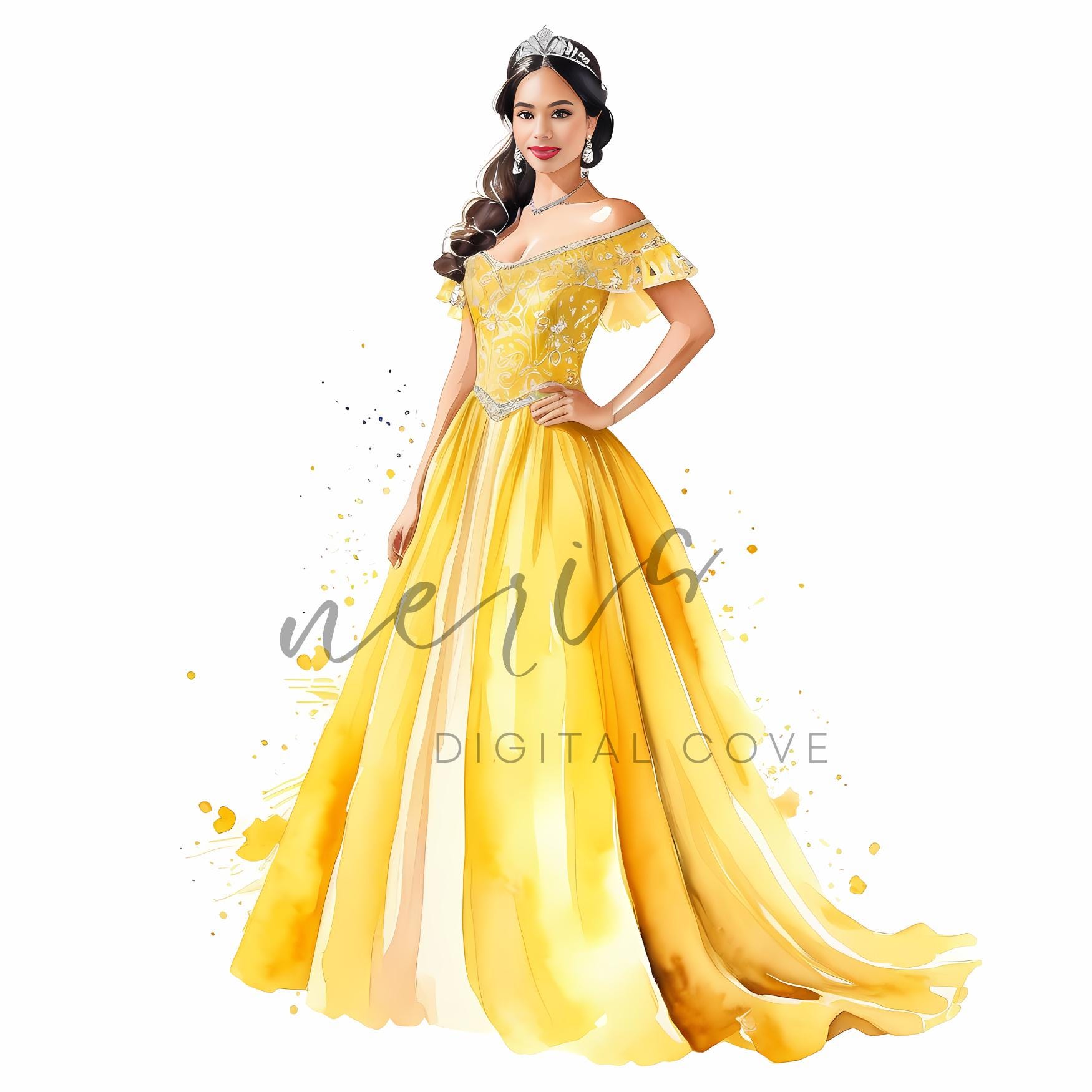 Majestic Watercolor Princess Clipart Set | 10 Regal Digital Pngs for ...
