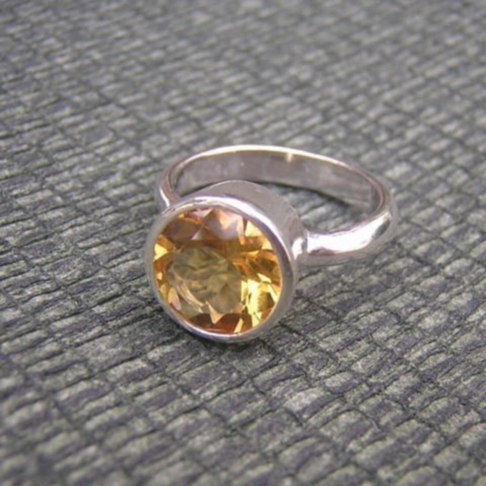 Large Round Citrine Gemstone Ring in Recycled Sterling Silver - Etsy