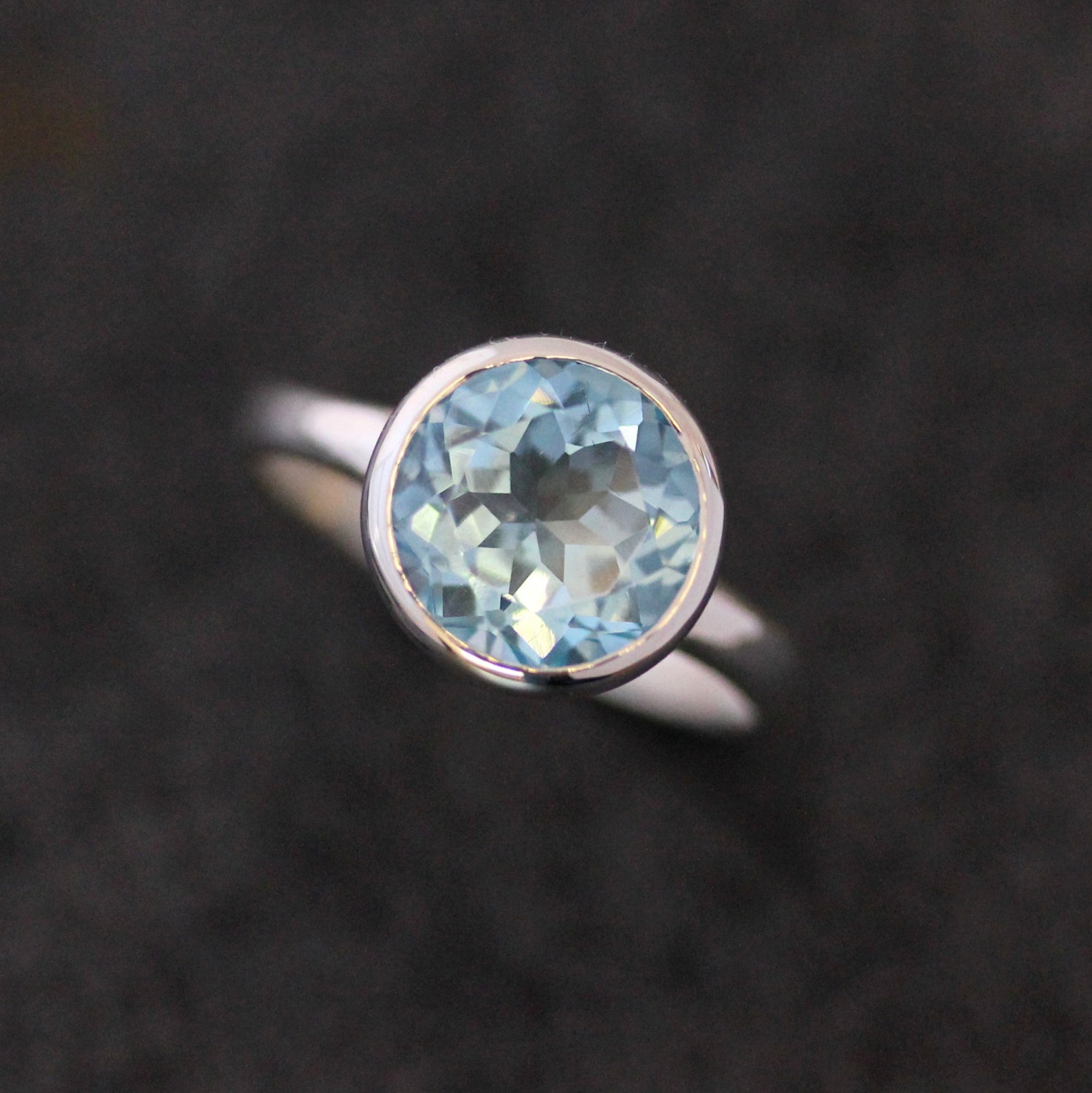 Sky Blue Topaz Birthstone Ring, Handmade Blue Topaz Ring in Recycled ...
