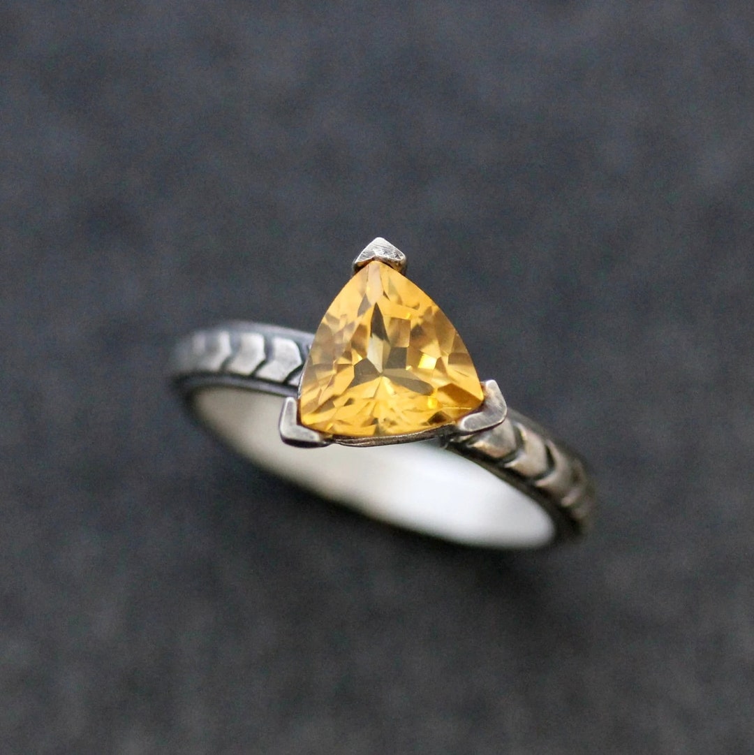 Trillion Gemstone Ring in Sterling Silver Triangle Cut Gemstone Ring ...