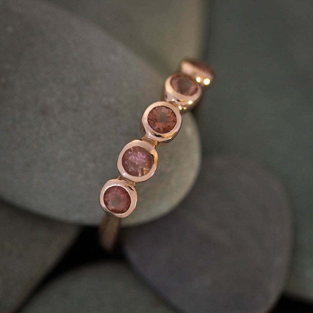 Handmade Oregon Sunstone Ring, 14k Rose Gold, Multistone Band - Etsy