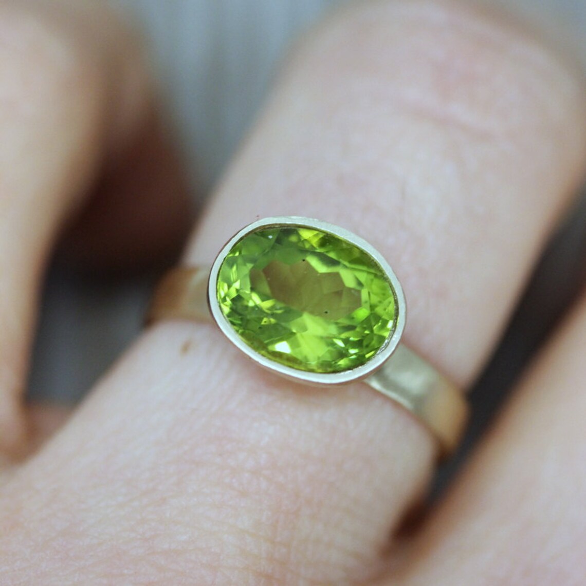 Yellow Gold and Peridot Ring Gemstone and Recycled 14k Gold - Etsy