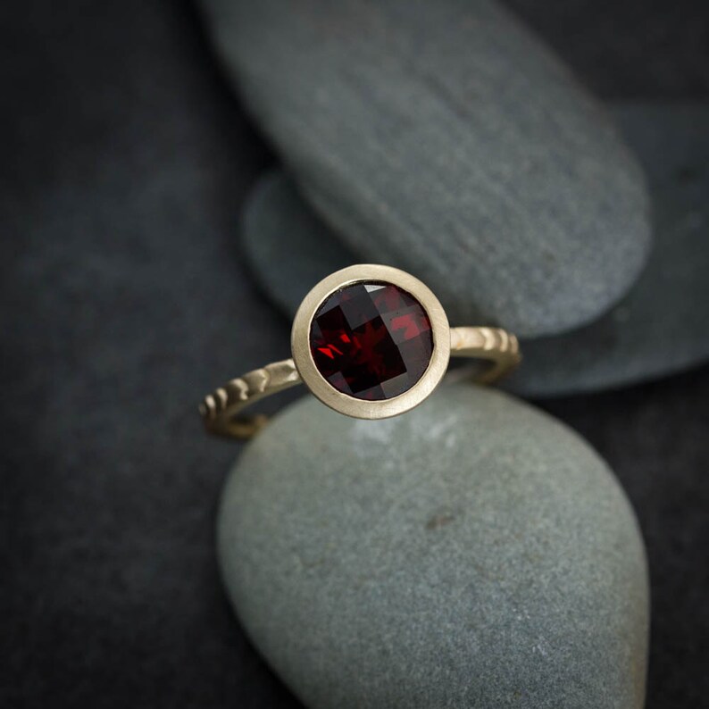 January Birthstone Garnet Ring Red Garnet Solitaire Ring | Etsy