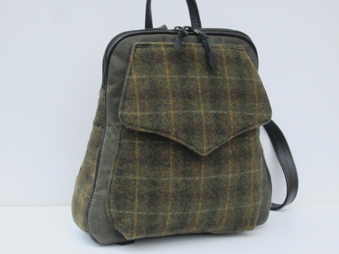 Felted Wool and Waxed Canvas Backpack | Unisex Backpack Purse | Dark ...