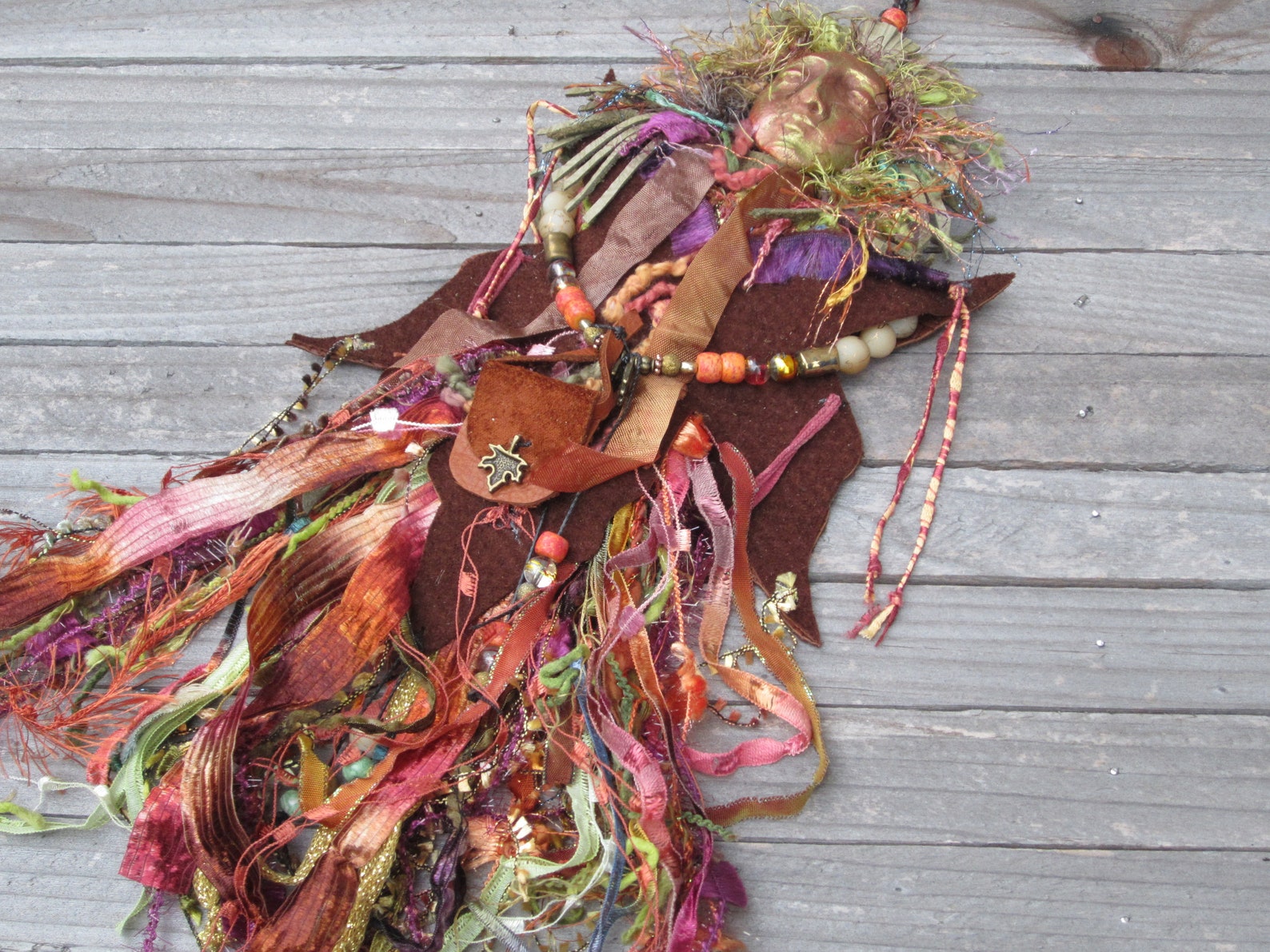 Handcrafted Nature Goddess Art Doll | OOAK Leaf Peep Wall Decor - Etsy