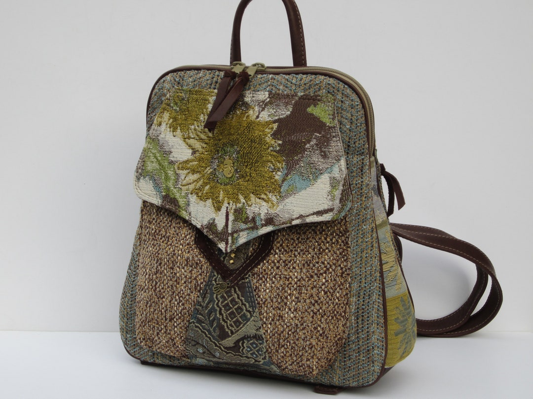 OOAK Backpack | Sunflower Goddess | Unique Fabric Collage Backpack ...