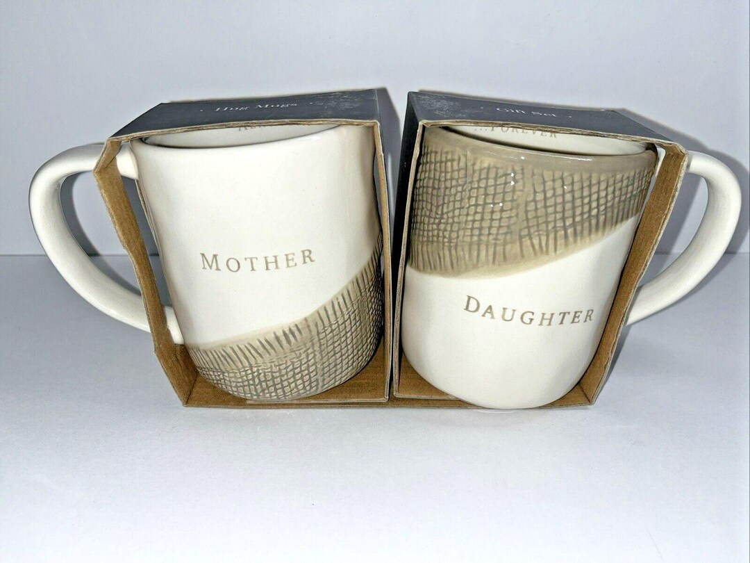 Demdaco Mother and Daughter Hug Glossy Cream 12oz Stoneware Ceramic ...