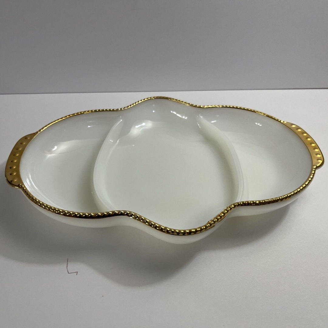 Fire King Relish Dish Divided Plate 11x7.5 Vintage Anchor Hocking Glass ...