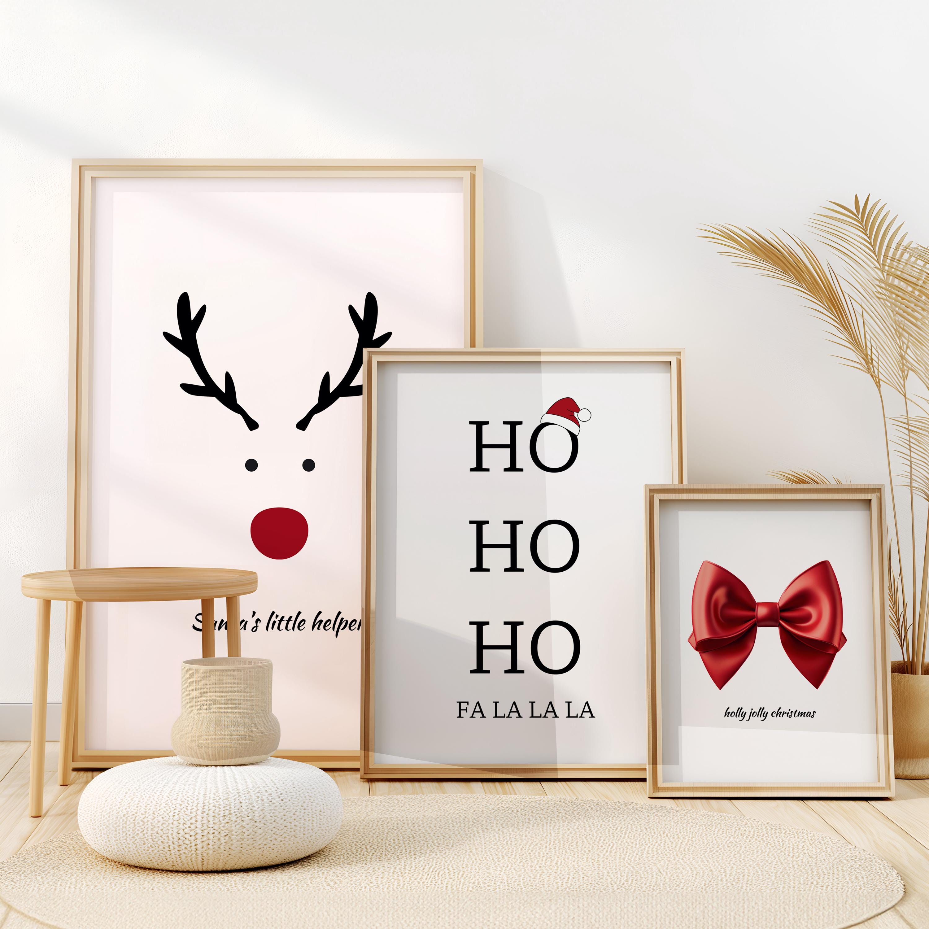 Christmas Printable Gallery Wall Art Set of 3, Xmas Art Prints for ...