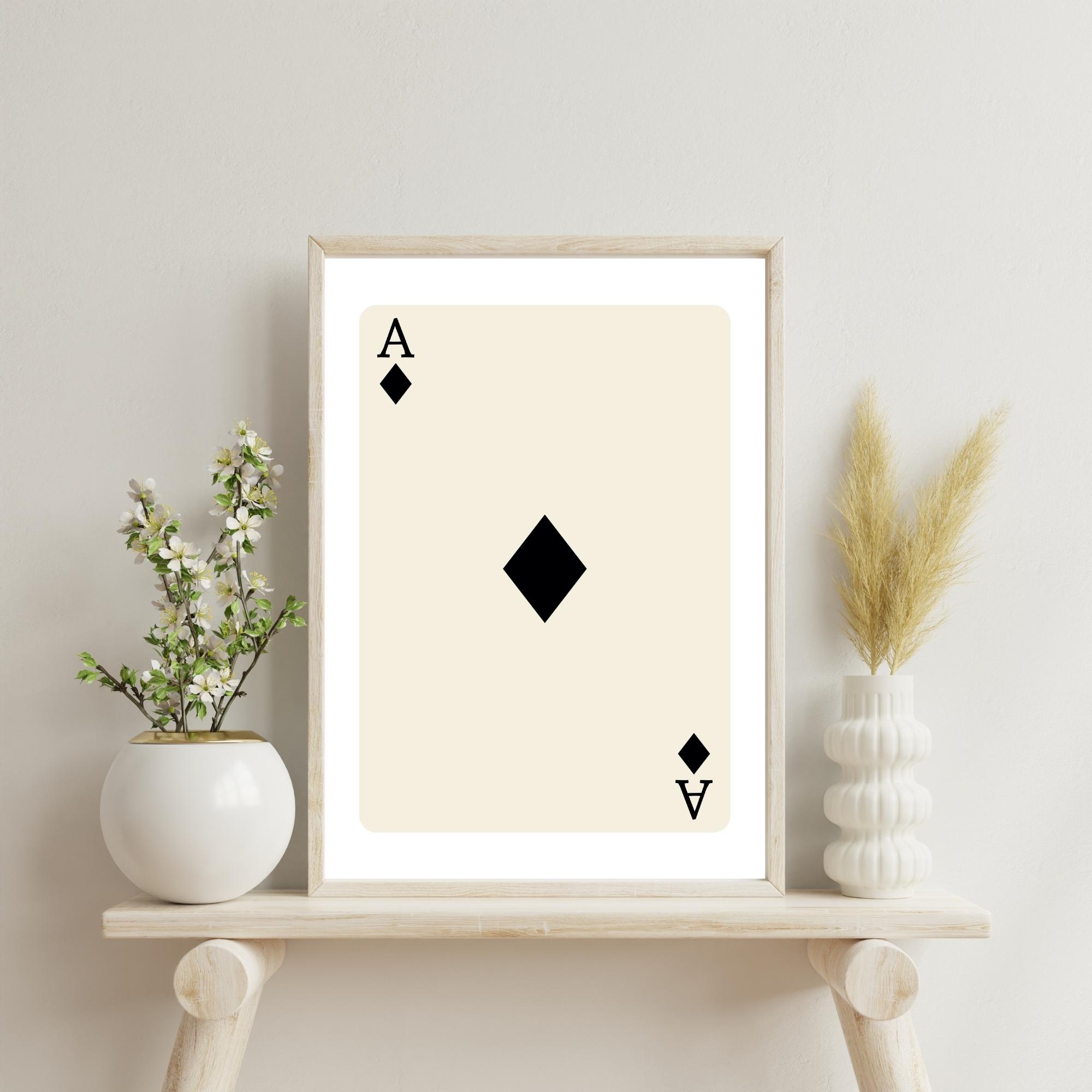 Ace Card Print Set: Retro Beige & Black Wall Art (digital Download) - Etsy
