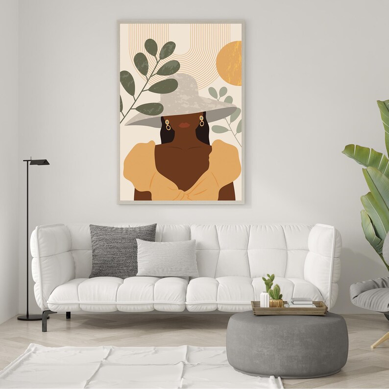 Boho Art Print Set: Woman, Sun, Leaf (digital Download) - Etsy