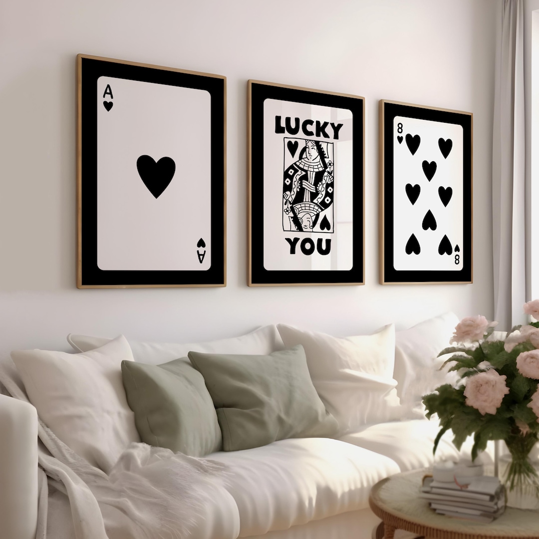Retro Ace Card Art Prints: Trendy Typography Wall Art (digital Download ...