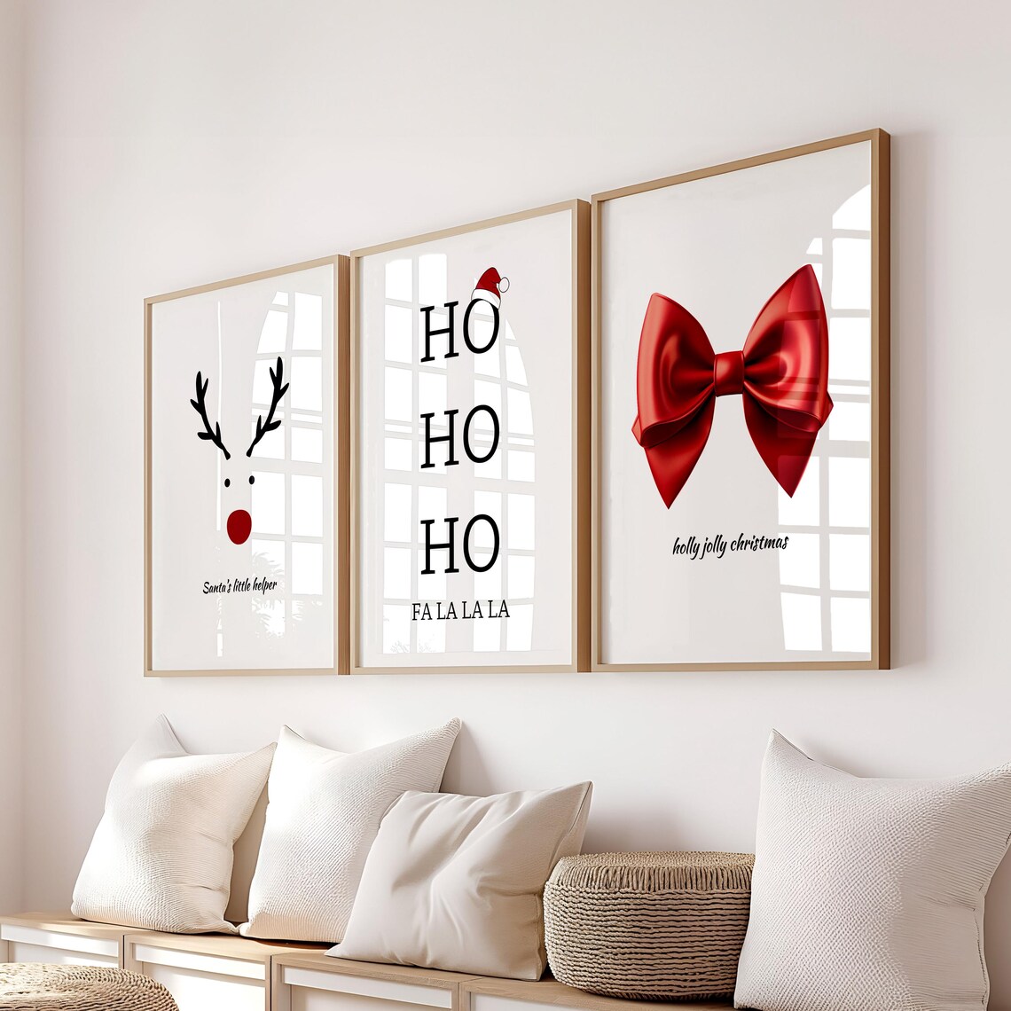 Christmas Printable Gallery Wall Art Set of 3, Xmas Art Prints for ...