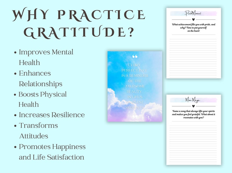 Gratitude Daily Journal Printable Mindfulness Journal Digital Dreamy ...