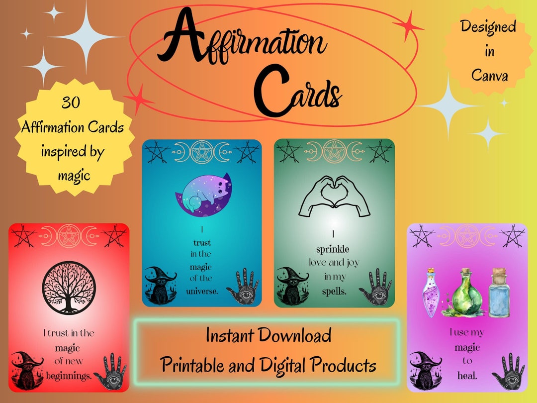 30 Magic Affirmation Cards Fun Manifestation Cards Printable Witchy ...