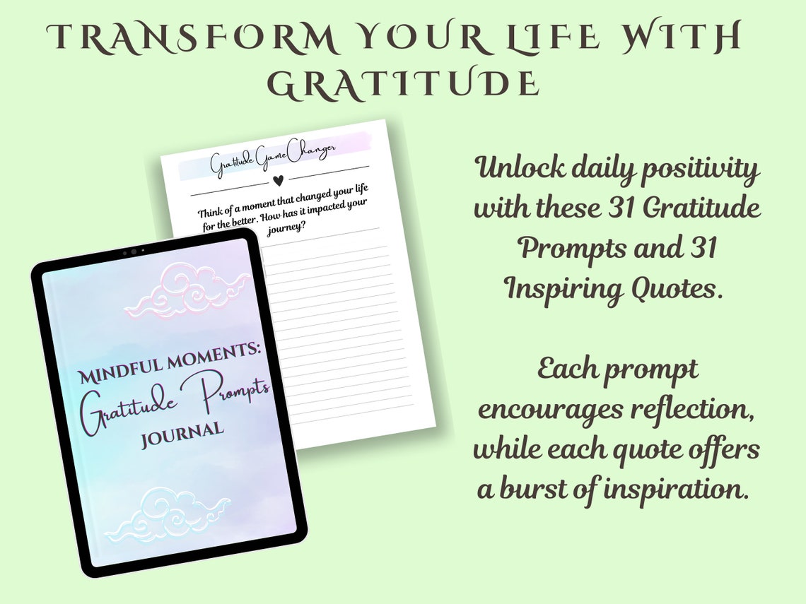 Gratitude Daily Journal Printable Mindfulness Journal Digital Dreamy ...