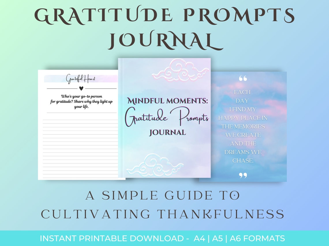 Gratitude Daily Journal Printable Mindfulness Journal Digital Dreamy Journal 5 Minute Wellness ...