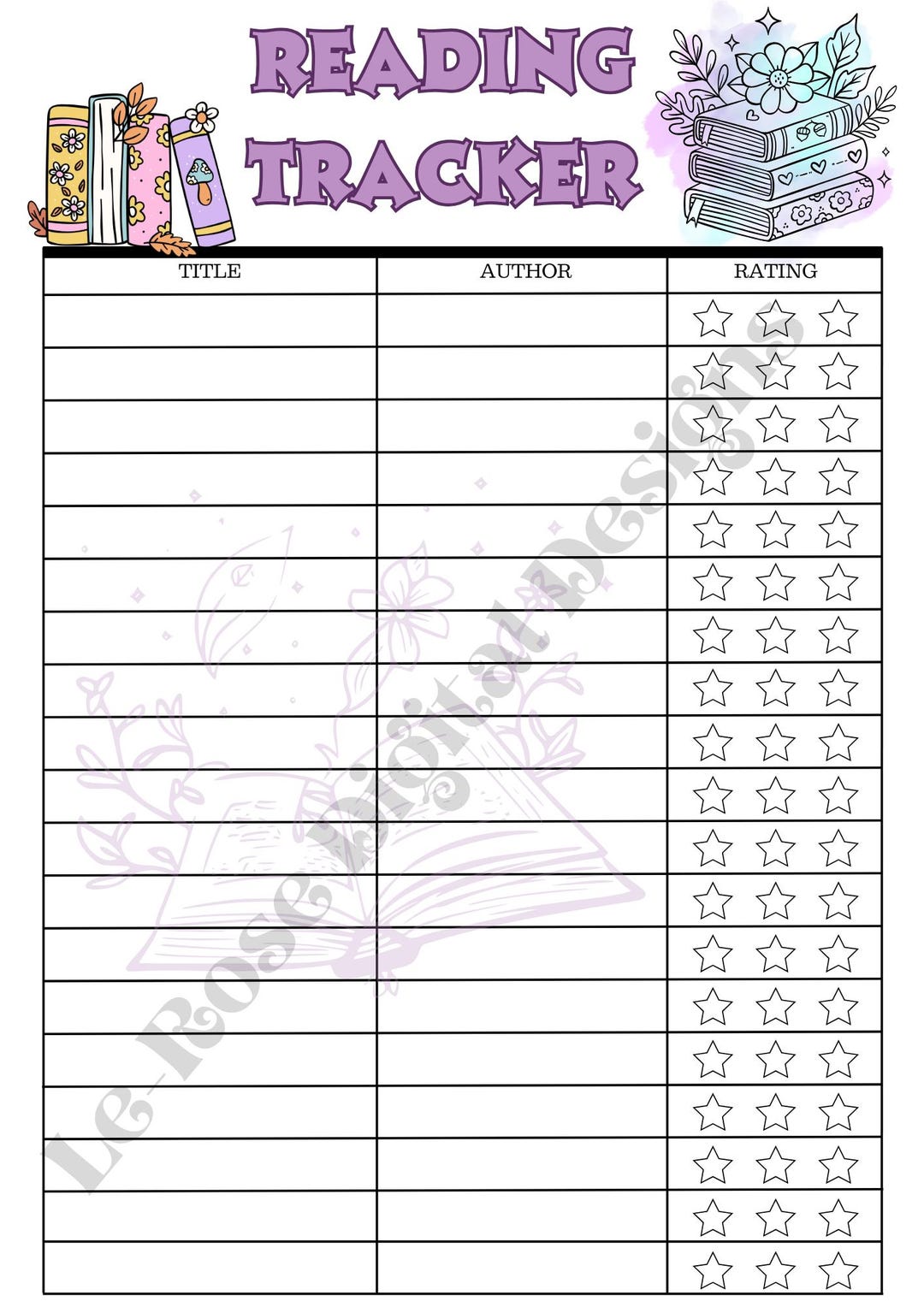 Printable Reading Tracker | Digital Book Log | Planner - Etsy