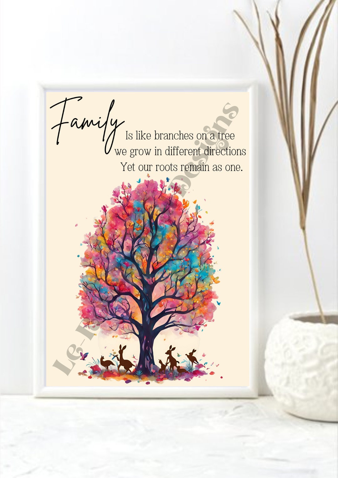 Digital Print "family Quote" Printable Image , Colourful Tree PNG - Etsy