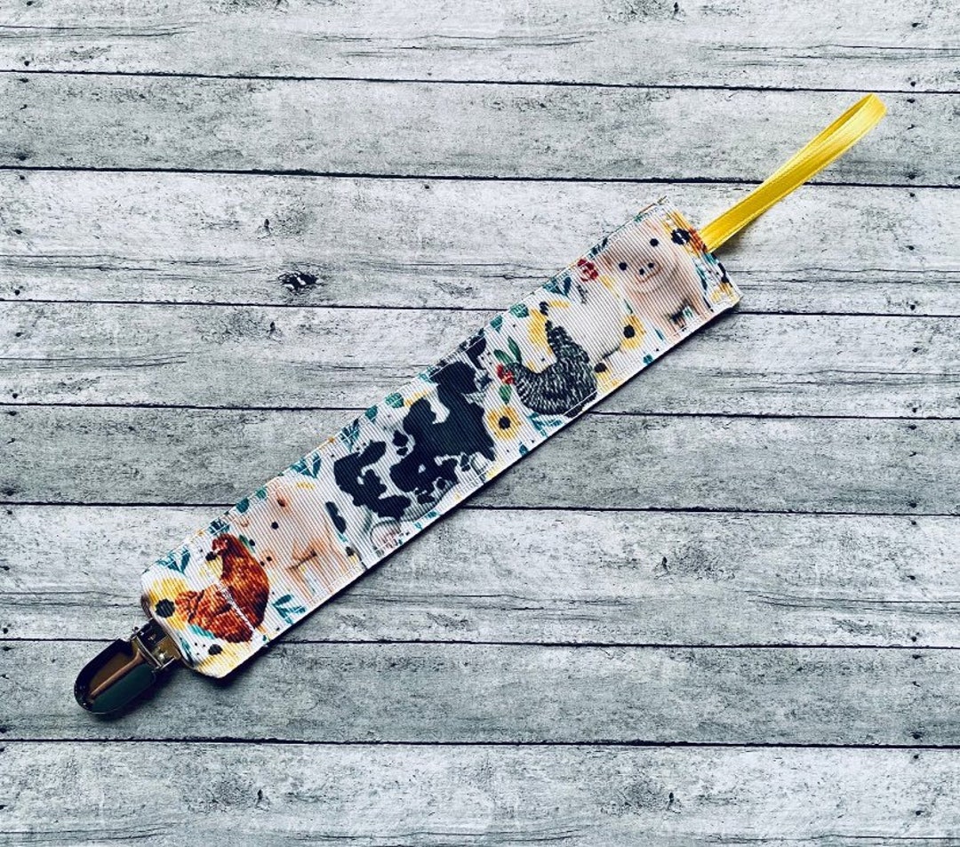 Farm Furry Barn Animals Pacifier Clip Pigs Cows Chickens - Etsy