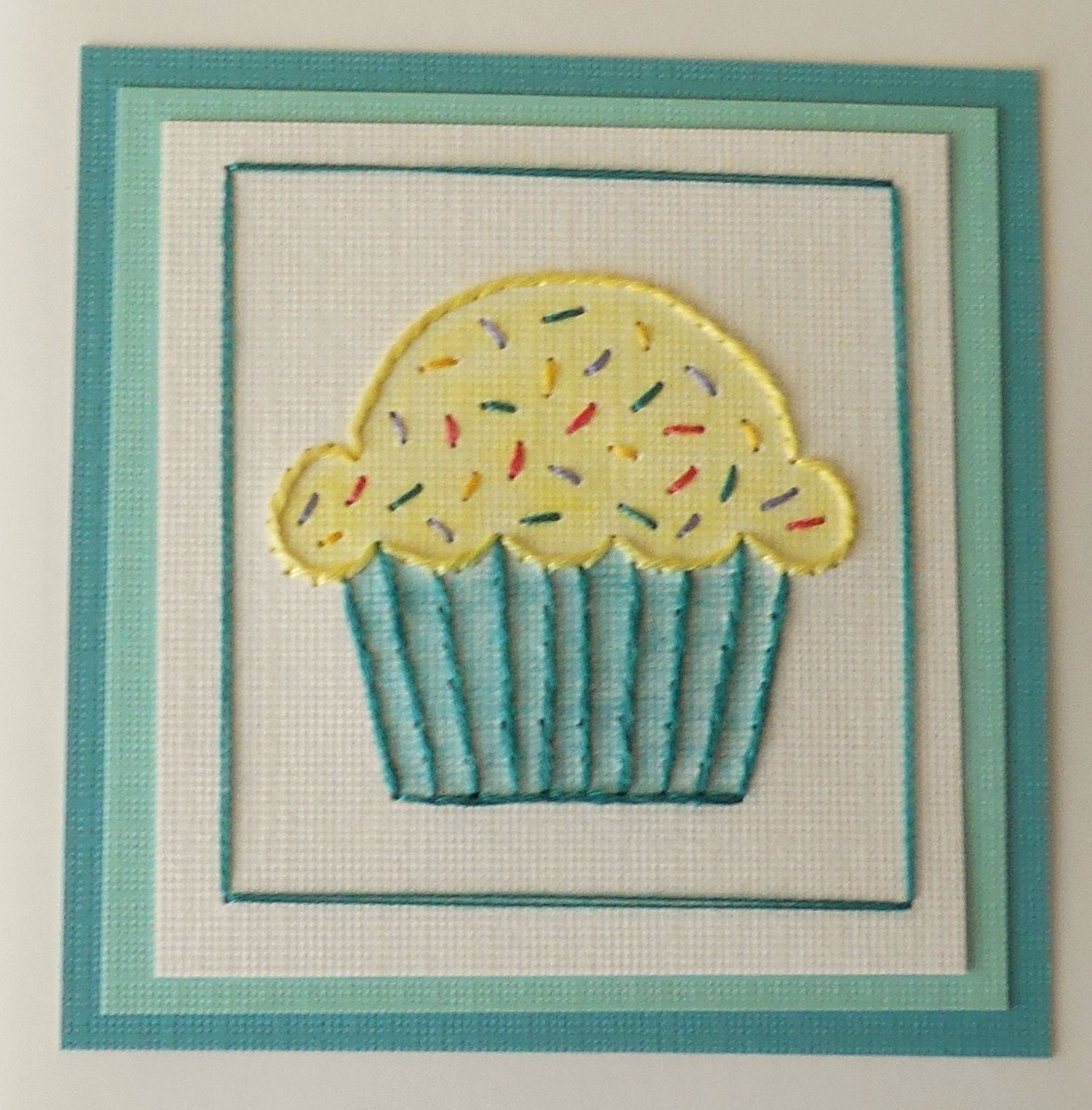 Sweet Cupcake Hand-stitched Cards (multiple Colors, Pack of 5) - Etsy