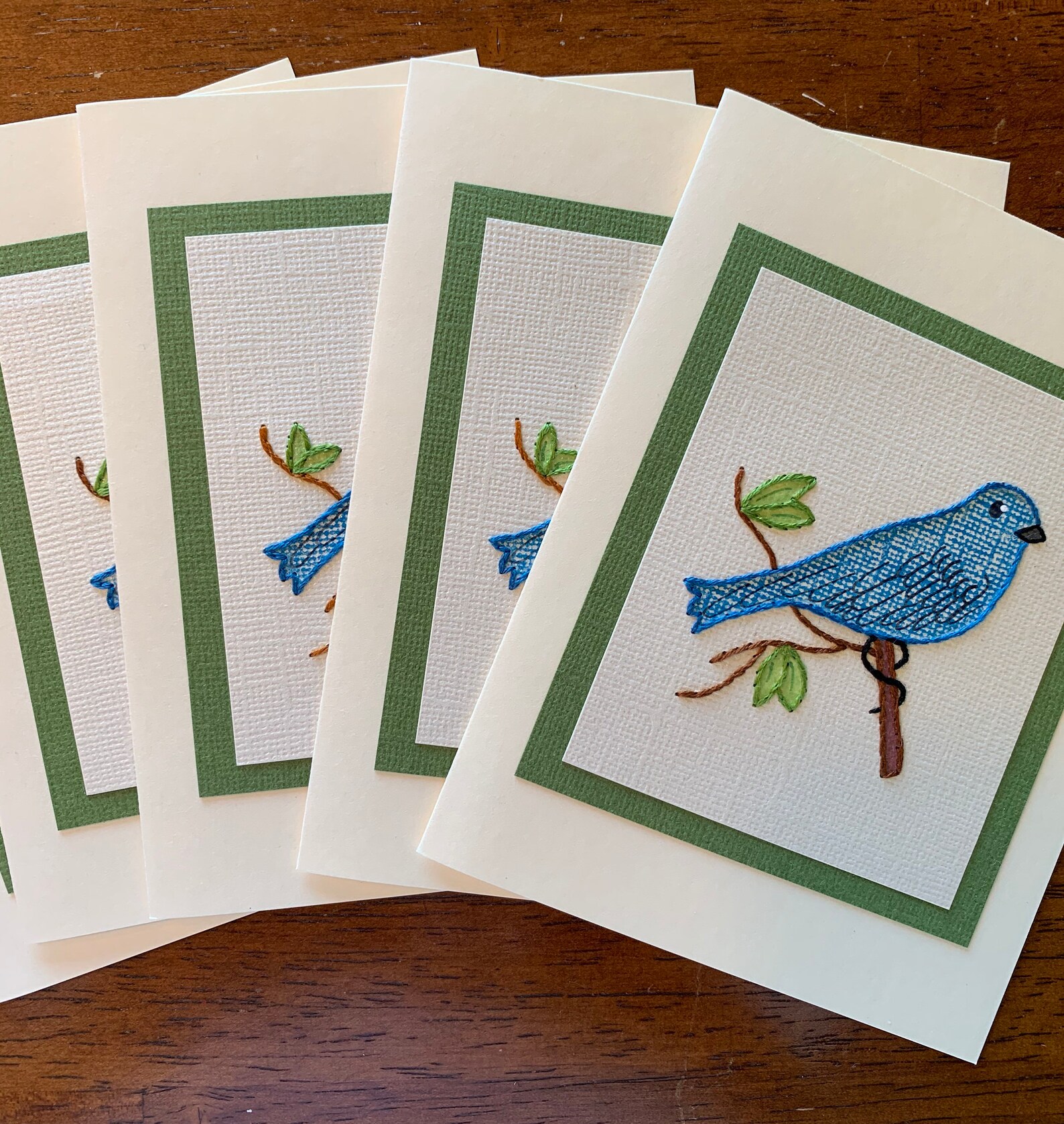 Bluebird Hand-stitched Card (single) - Etsy