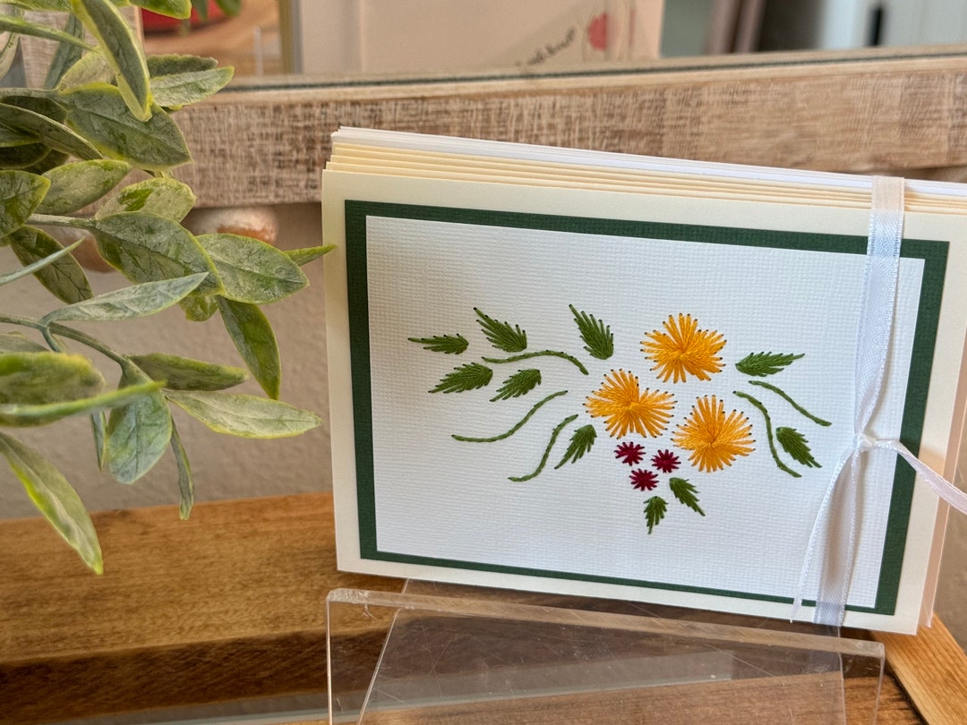 Flower Bouquet Cluster Hand-stitched Cards (pack of 5) - Etsy