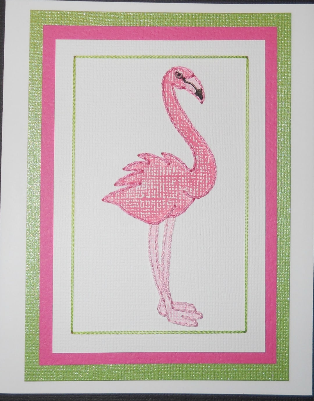 Pink Flamingo Hand-stitched Cards (pack of 5) - Etsy