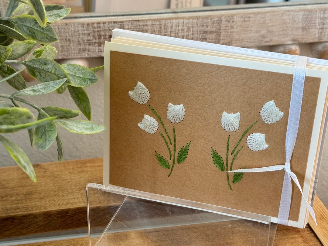 Tulip Hand-stitched Cards (pack of 5) - Etsy