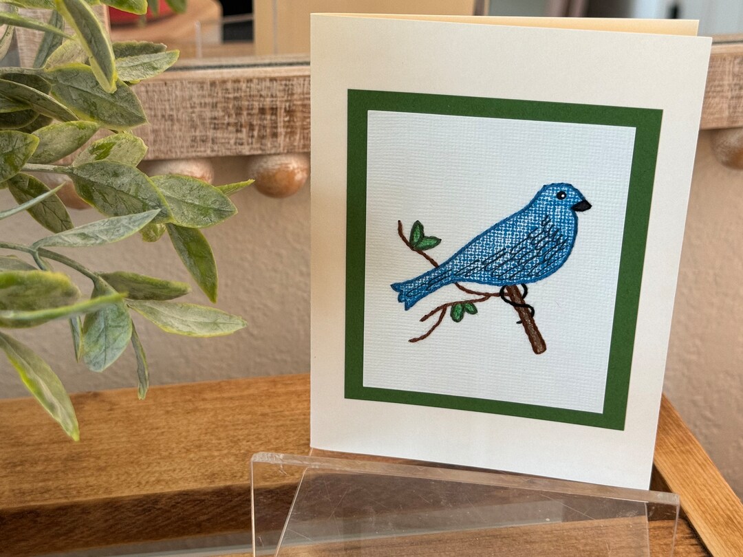 Bluebird Hand-stitched Card (single) - Etsy