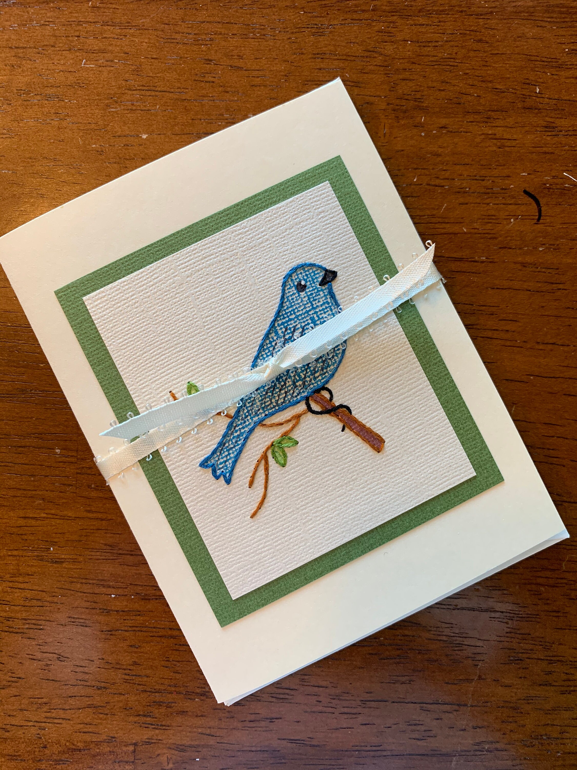 Bluebird Hand-stitched Card (single) - Etsy