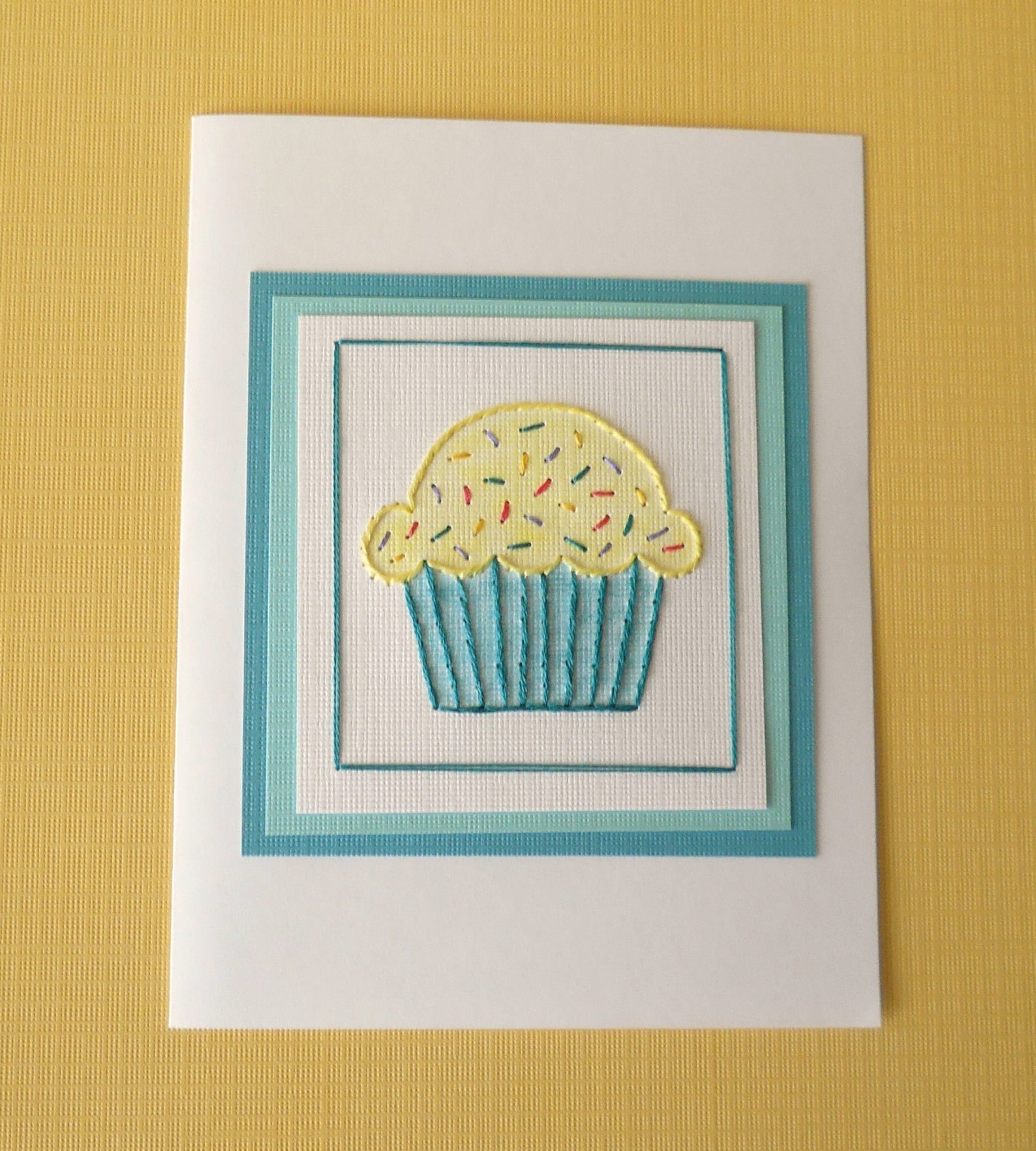 Sweet Cupcake Hand-stitched Cards (multiple Colors, Pack of 5) - Etsy