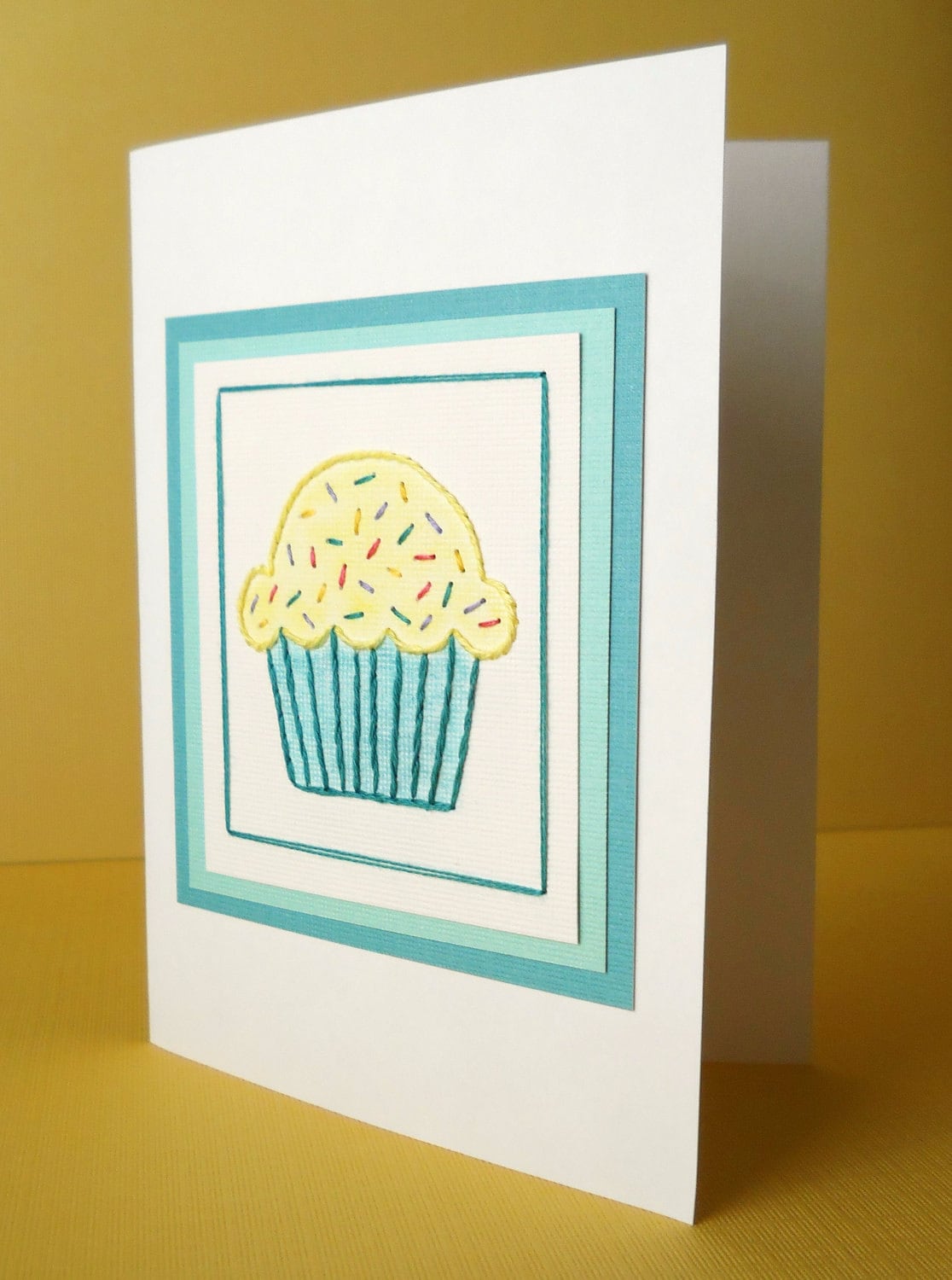Sweet Cupcake Hand-stitched Cards (multiple Colors, Pack of 5) - Etsy