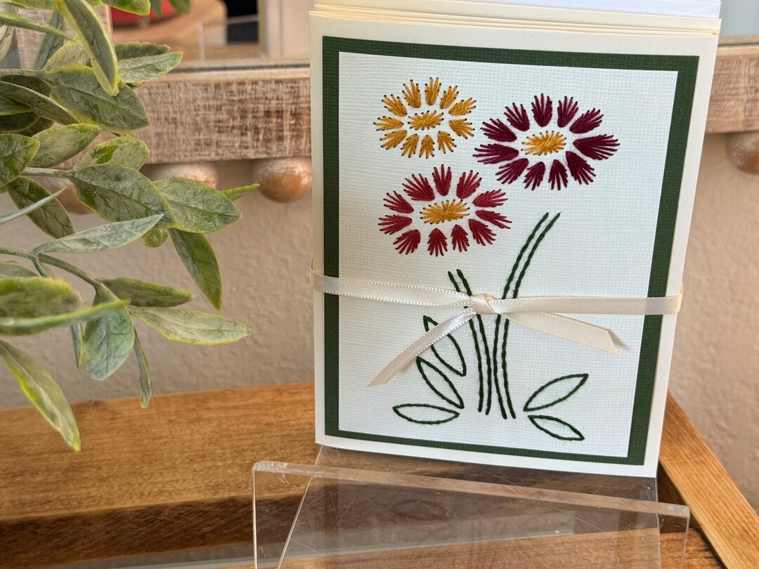 Autumn Bouquet Hand-stitched Cards (pack of 5) - Etsy