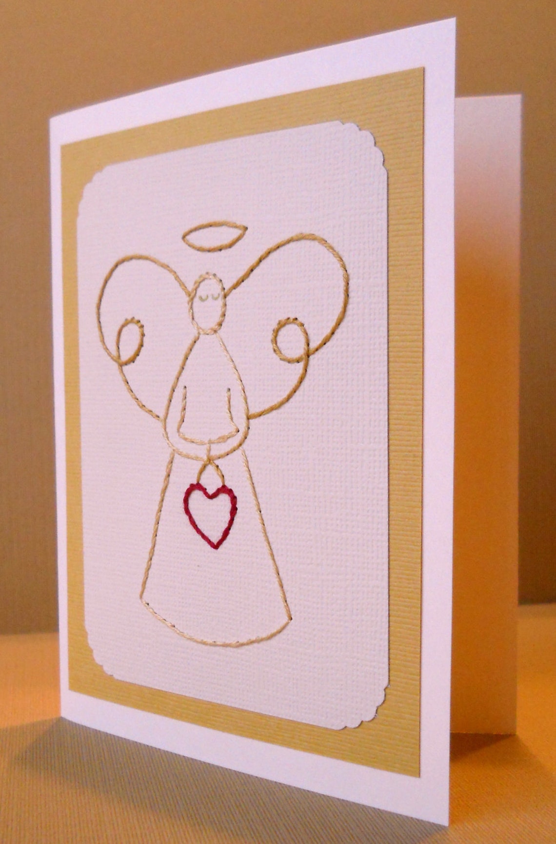 Hand-stitched Gold Angel Note Cards With Envelopes / Pack of Five - Etsy