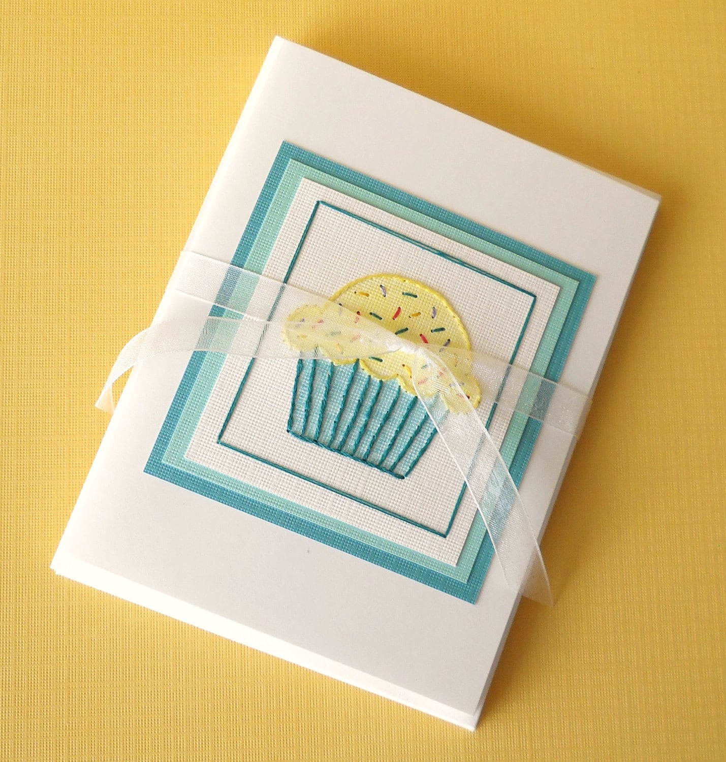 Sweet Cupcake Hand-stitched Cards (multiple Colors, Pack of 5) - Etsy