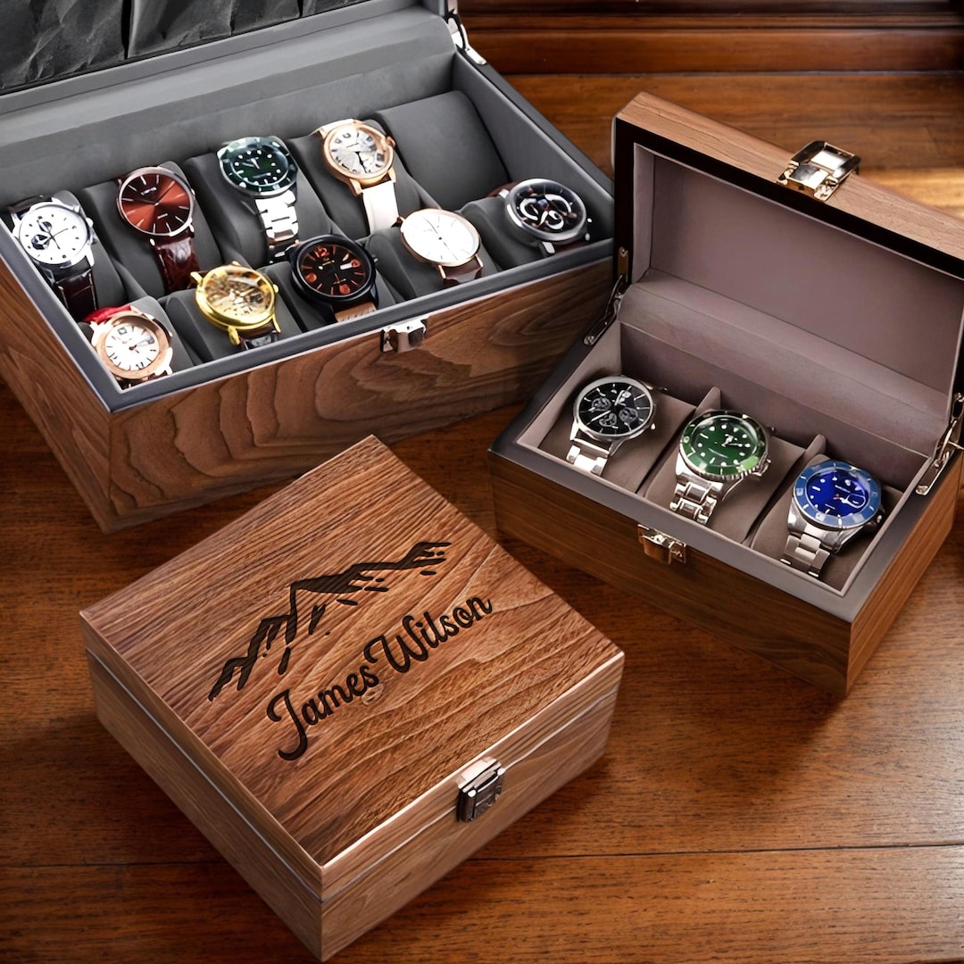 Personalized Watch Jewelry Box With Drawer,gift for Dad,engraved Wooden ...