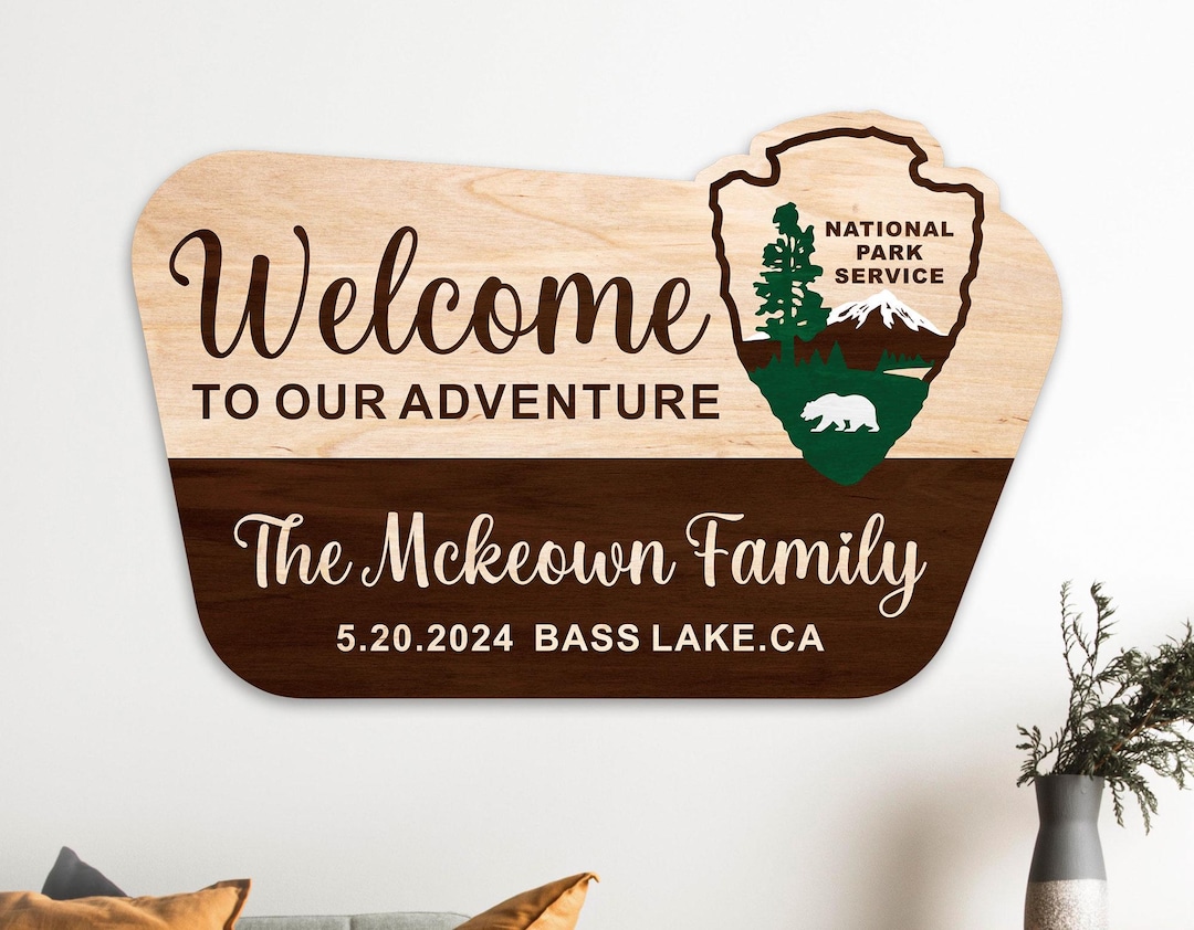 Personalized National Park Welcome Wooden Sign, Camp Wedding Sign ...