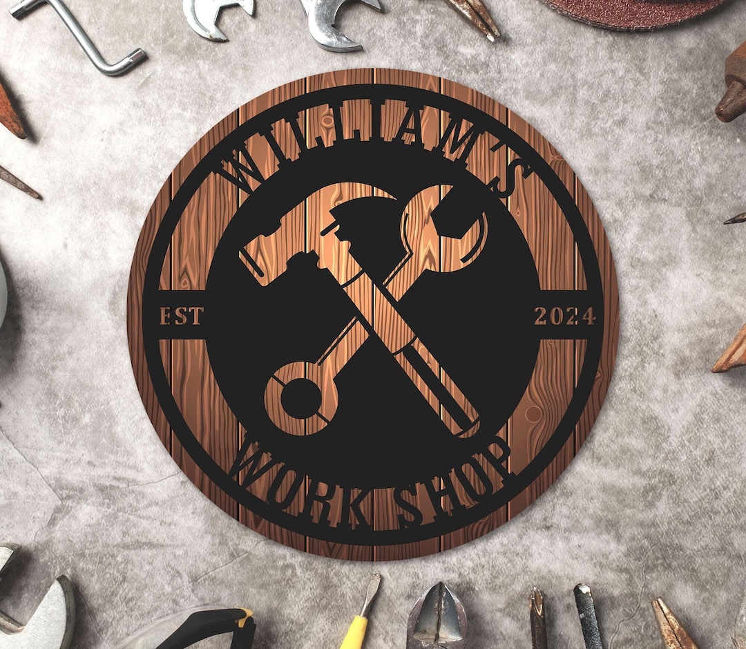 Custom Wooden Shop Sign Wood Workshop Sign Gifts for Men Gifts for Him ...