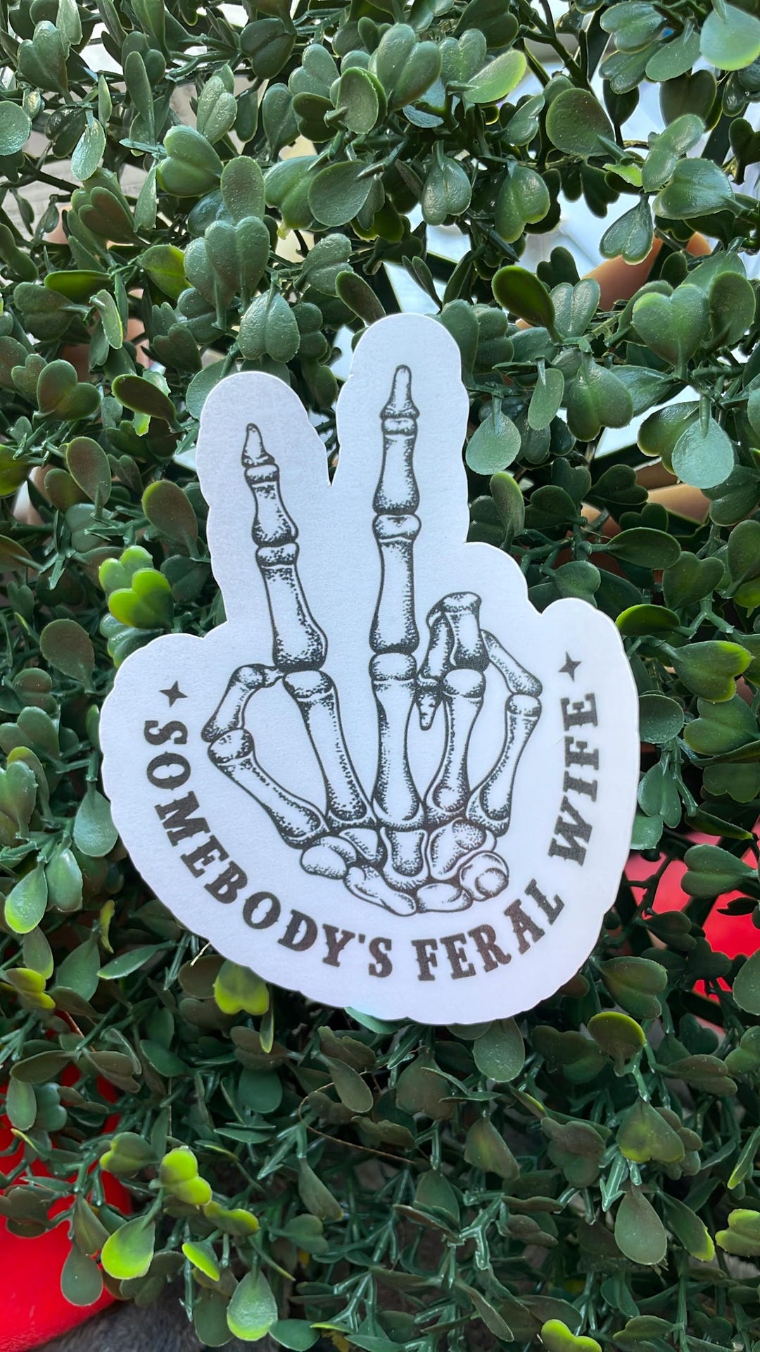 Somebody’s Feral Wife" Skeleton Hand Peace Sign Vinyl Decal – Funny Car ...
