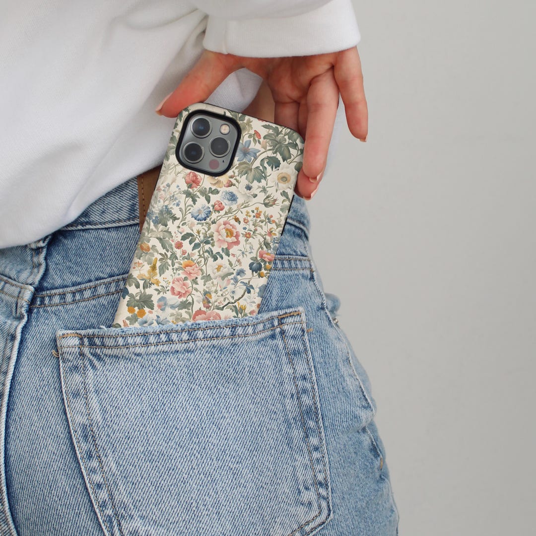 Vintage Flower Pattern Phone Case Spring Floral Cute iPhone 17 16 15 14 ...