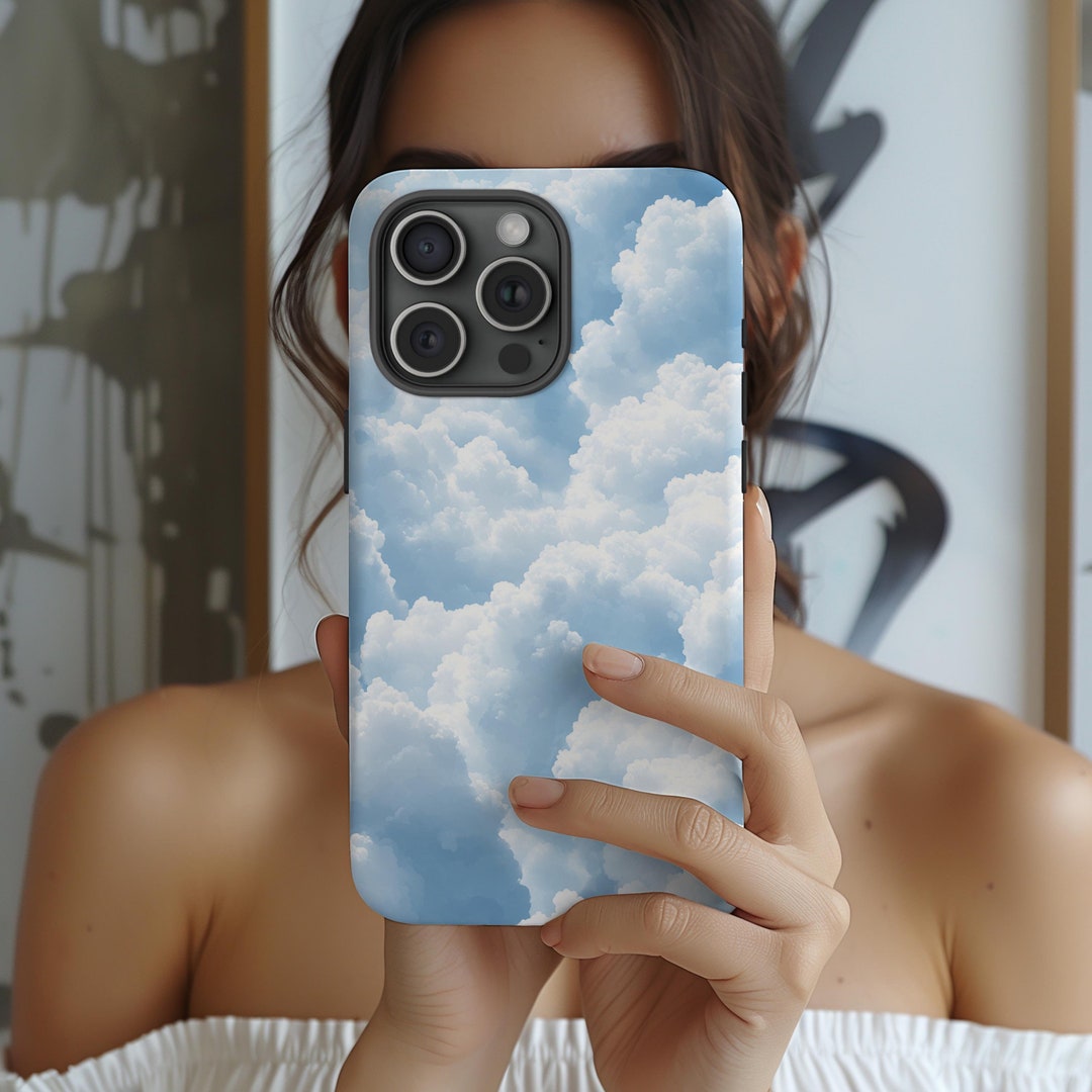 Cloud Phone Case Angelcore Aesthetic Blue White Cute iPhone 16 15 14 13 ...