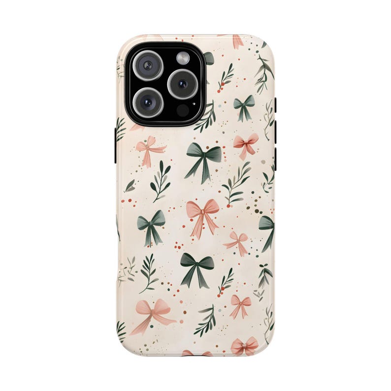 Coquette Christmas Bow Phone Case Collage Pink Green iPhone 17 16 15 14 ...