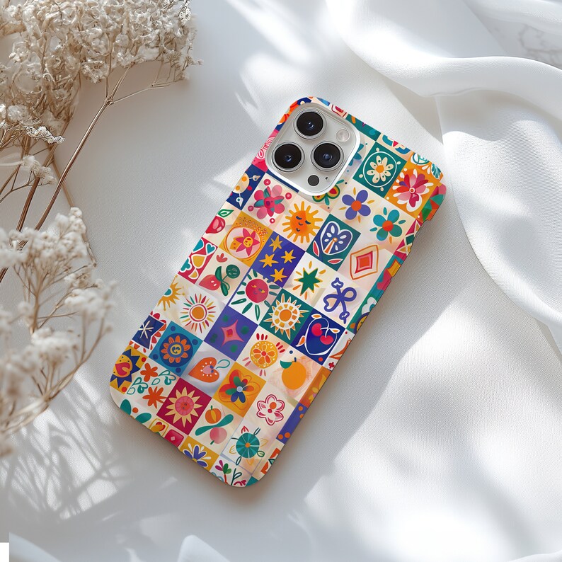 Mosaic Phone Case European Summer Colorful Collage iPhone 16 15 14 13 ...