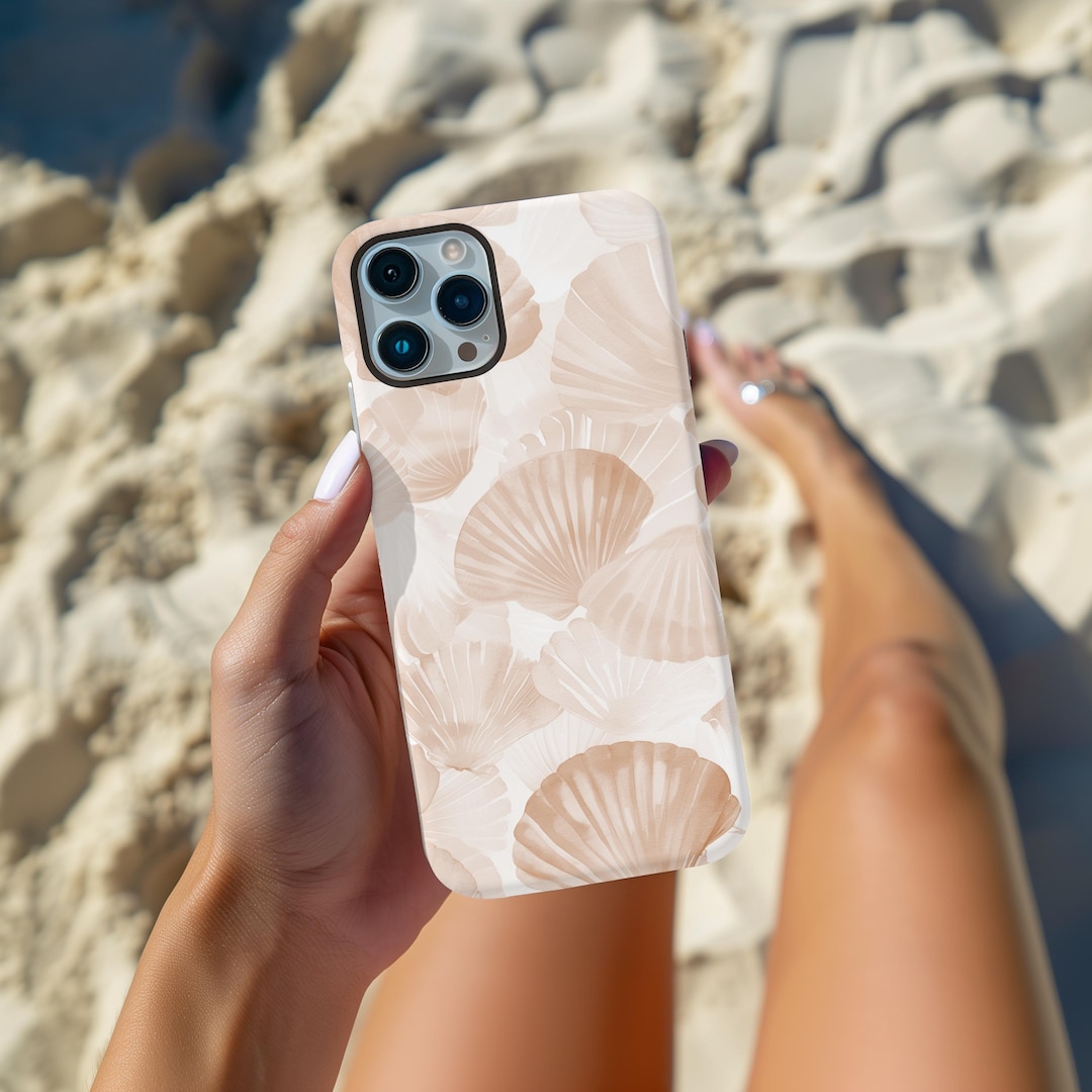 Seashell Beach Phone Case Coastal Sand Neutral Summer iPhone 16 15 14 ...