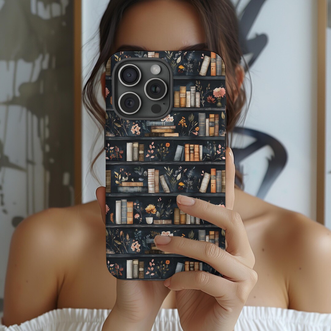 Book Phone Case Floral Dark Academia Bookish Unique iPhone 17 16 15 14 ...