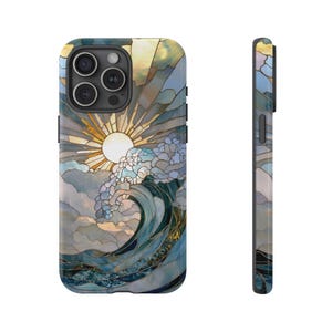 Stained Glass Ocean Sunset Phone Case Mosaic Sun Rise iPhone 17 16 15 ...