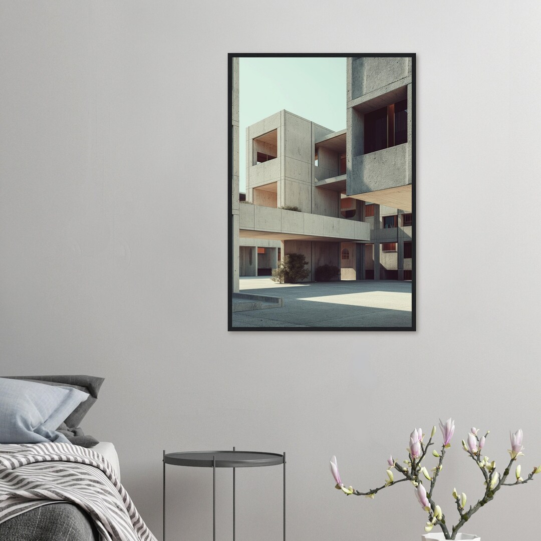 Brutalist Architecture Wood Framed Print Brutalism Wall Art Modern ...