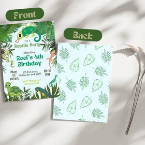 Reptile Party Birthday Invitation Template, Lizard Digital Download ...
